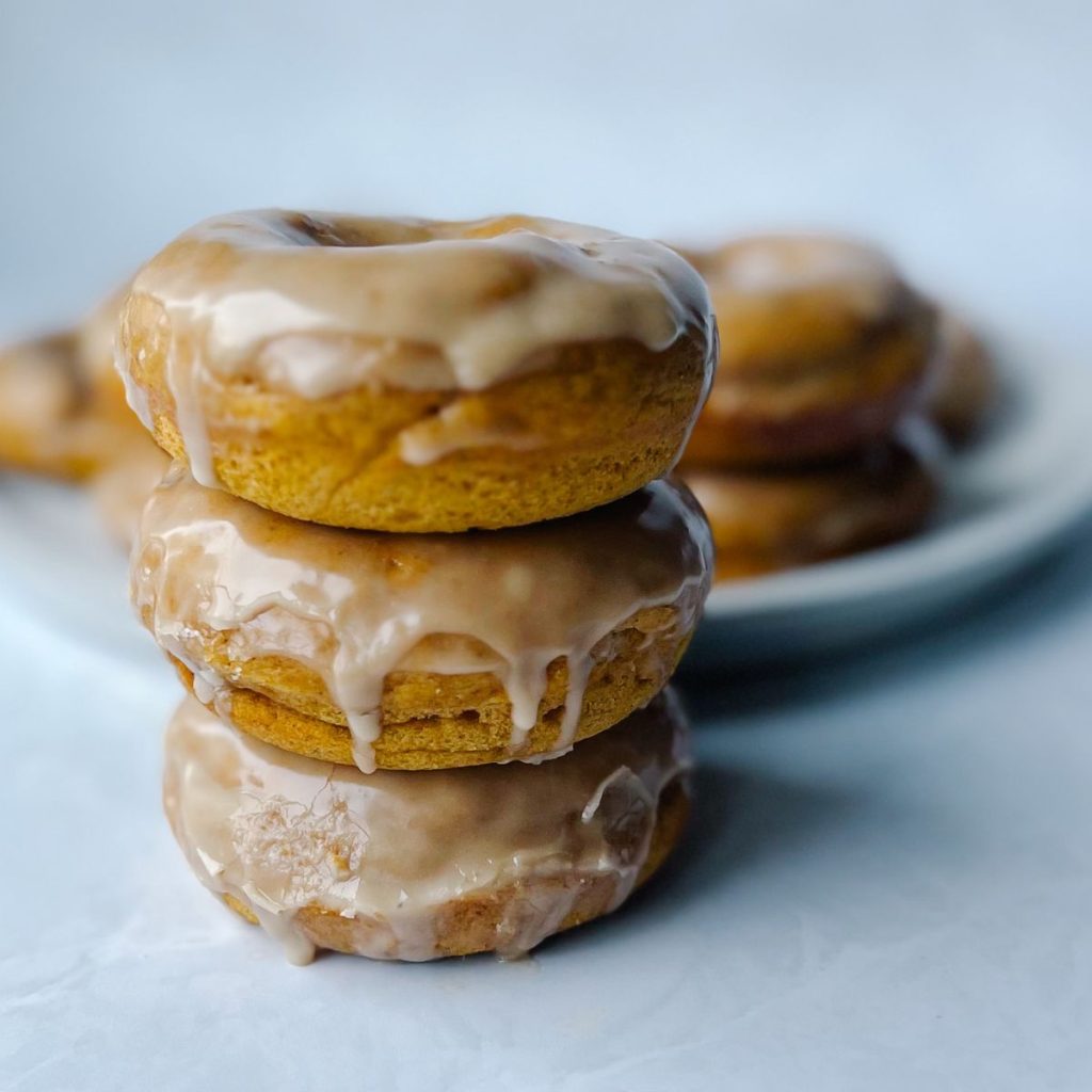 Baked Pumpkin Doughnuts with Maple Glaze - Bake With Jamie
