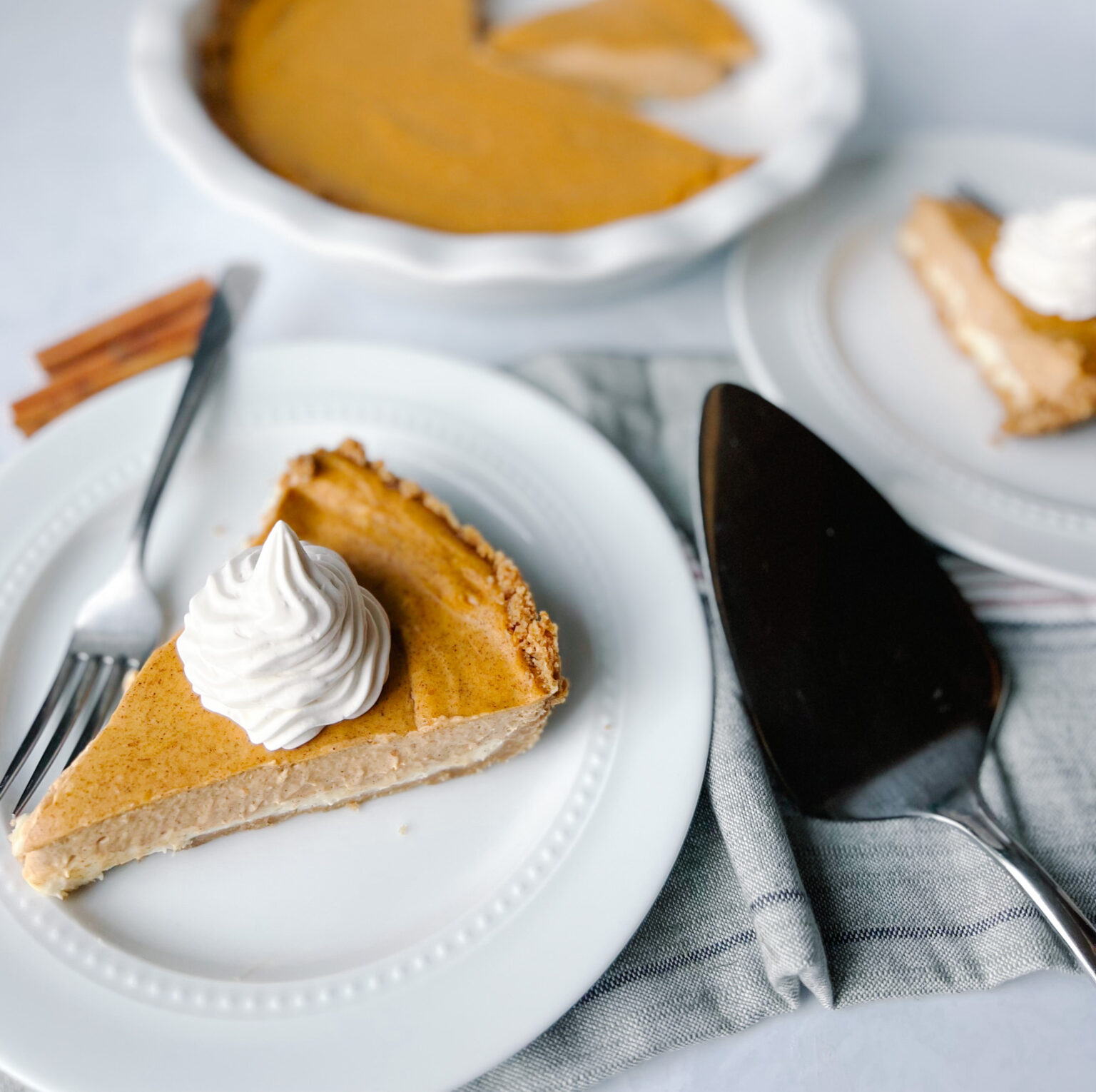 Double Layer Pumpkin Cheesecake with Graham Cracker Crust - Bake With Jamie