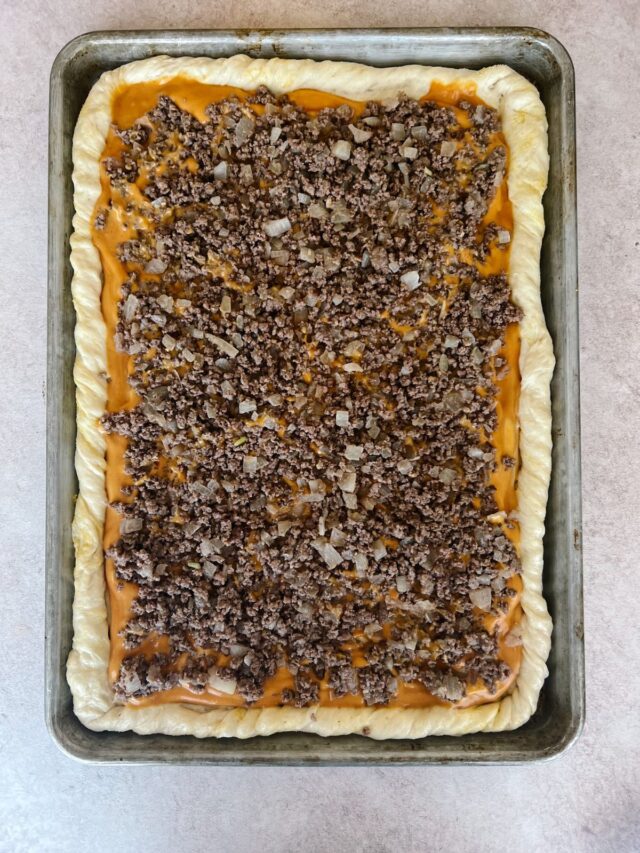 Cheeseburger Sheet Pan Pizza - Bake With Jamie